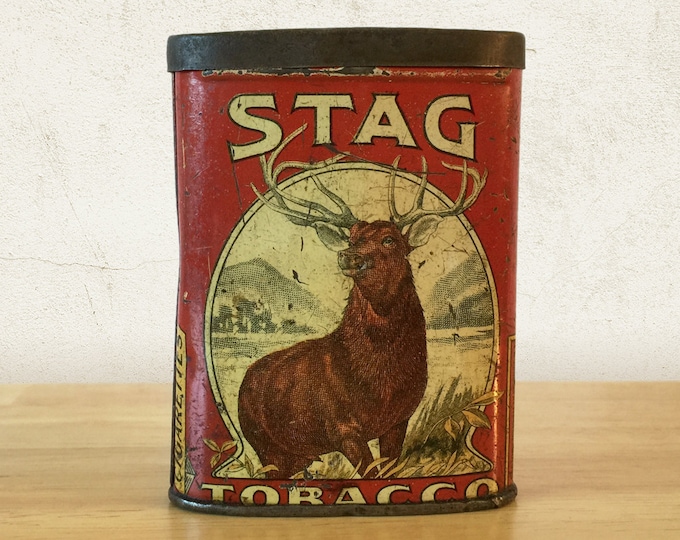 Vintage Stag Tobacco Oval Pocket Tin / Stag Pipe and Cigarette Tobacco ...