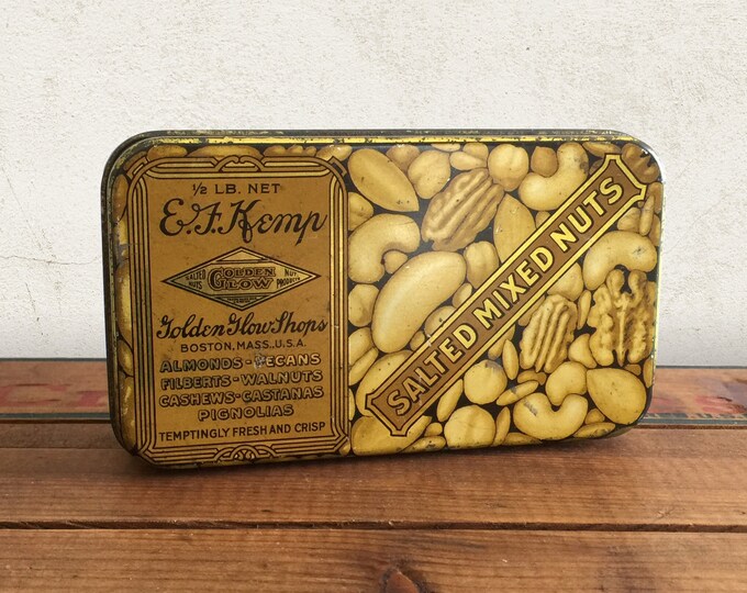 Vintage Food Tin, E.F. Kemp Salted Mixed Nuts Can, Small Metal Box With ...