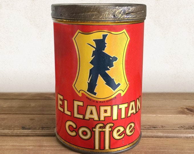 Vintage Coffee Tin, El Capitan Coffee Can, General Store Advertising ...