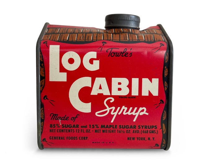 Vintage Towle's Log Cabin Syrup Tin, 1940s ORIGINAL 12 OZ Can, General ...