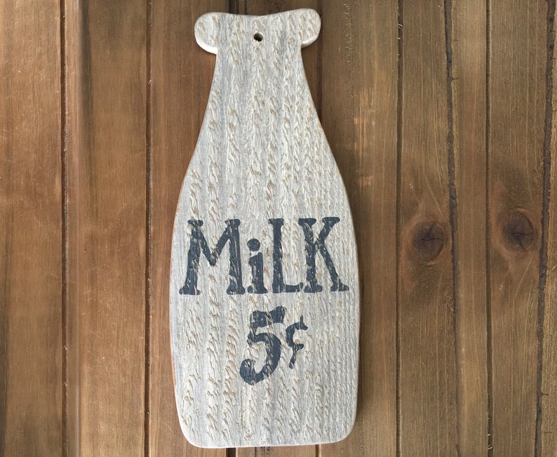 Distressed Wood Kitchen Wall Sign Milk Bottle Hanging Sign - Etsy