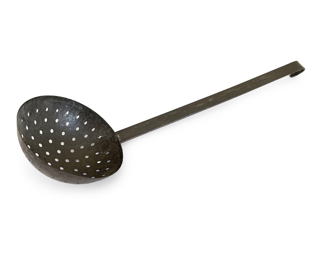 Antique Skimmer Ladle, Primitive Hand Forged Metal Soup Ladle, Large ...
