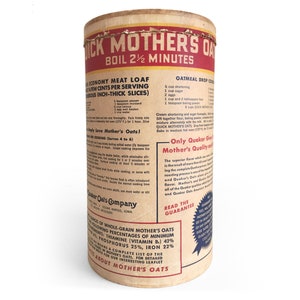 Vintage Quaker Quick Mother's Oats Box, Packaging Design, Quaker Oats ...