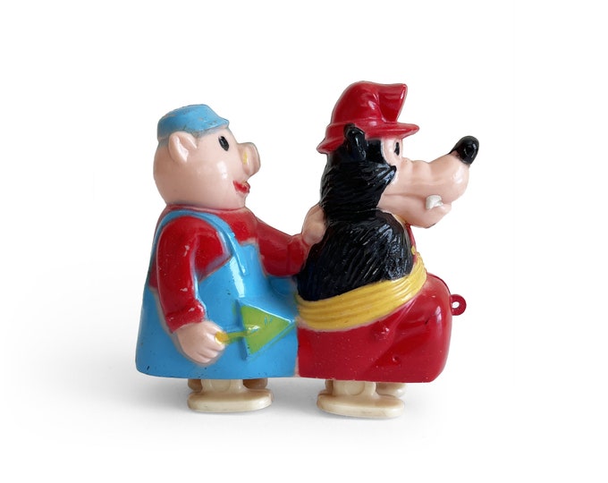 Vintage Three Little Pigs and Big Bad Wolf Ramp Walker, Louis Marx ...