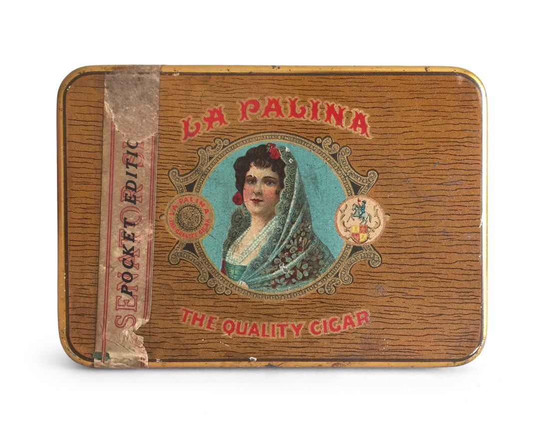 Vintage Cigar Box, La Palina Pocket Edition Tin, Tobacco Advertising ...