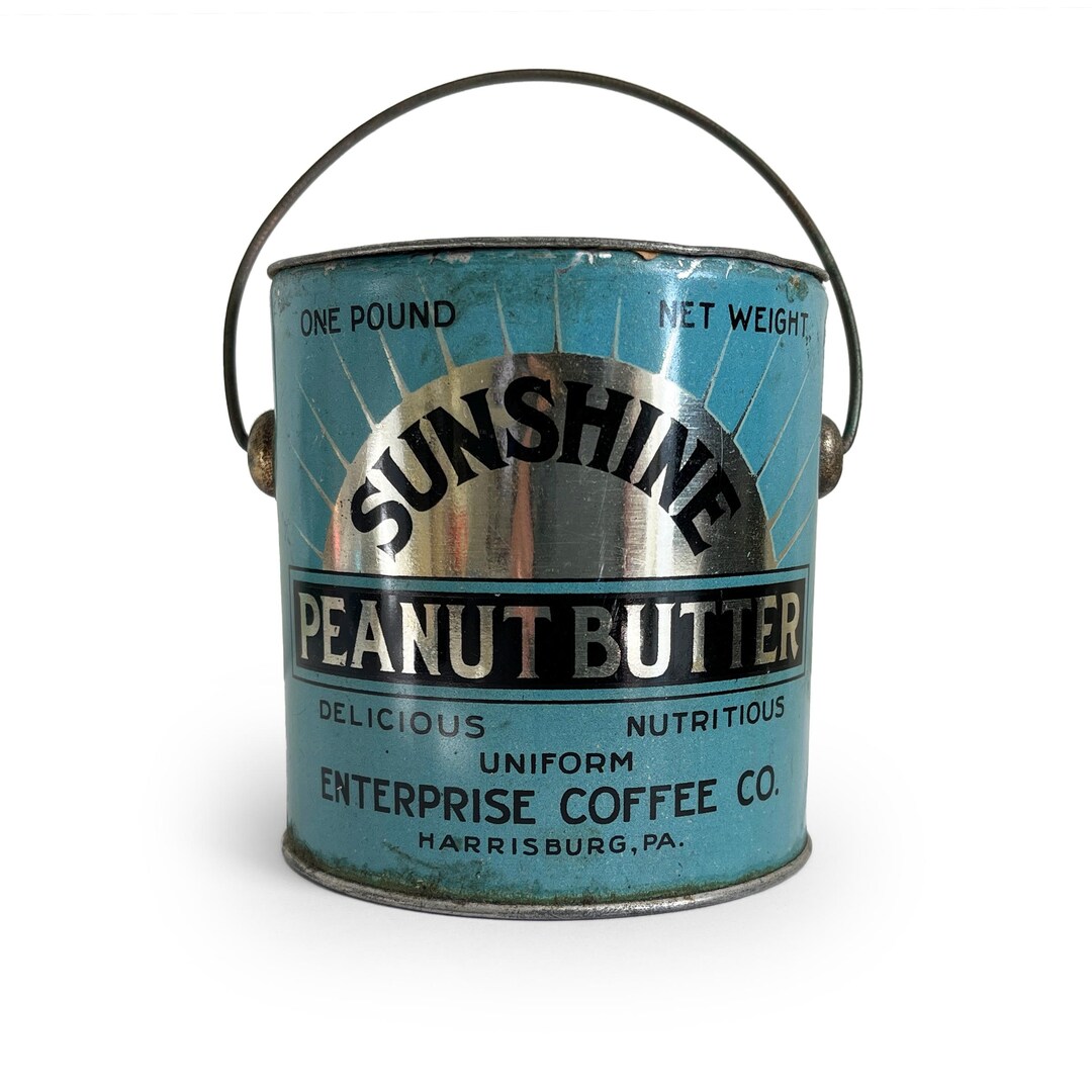Vintage Peanut Butter Tin, Sunshine Peanut Butter Pail 1 LB, General ...