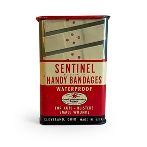 Vintage Sentinel Handy Bandages Tin, Band Aid Can, Metal Canisters ...