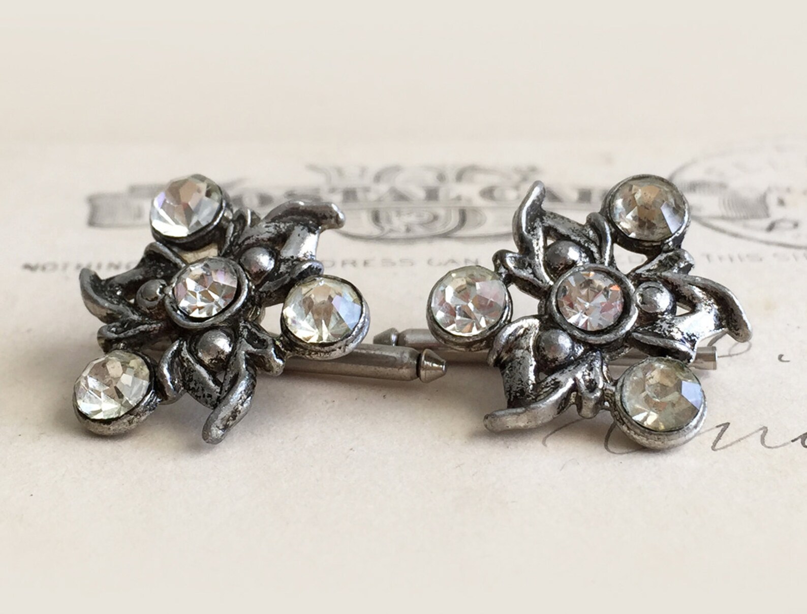 1940s Rhinestone Cufflinks / Rhinestone Gem Spring Back Cuff - Etsy