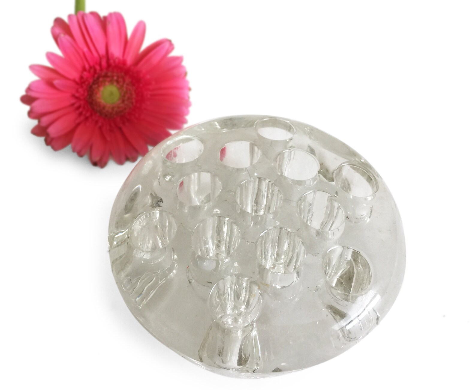 Glass Flower Frog Vintage Clear Vaseline Glass Flower Frogs - Etsy