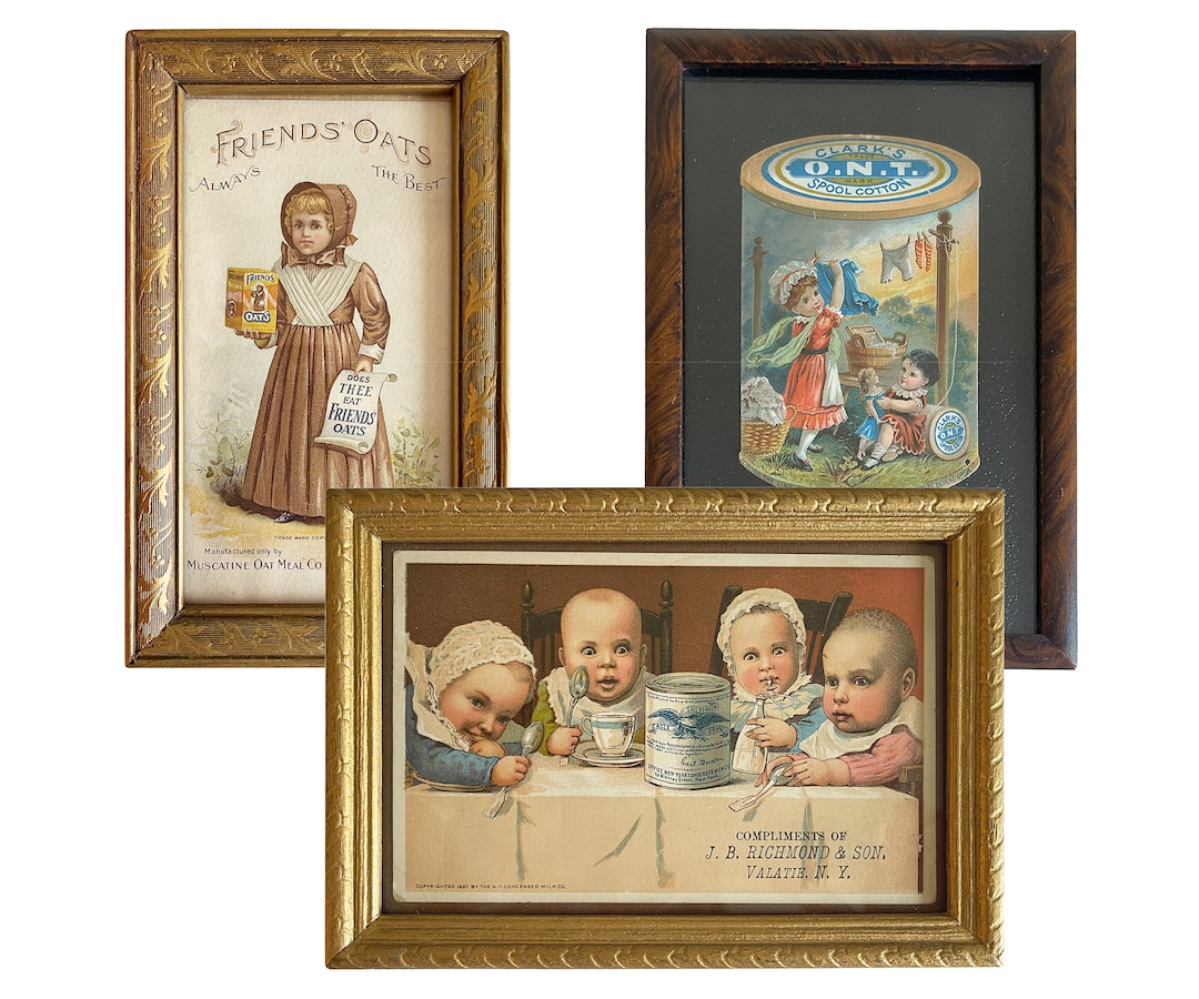 Antique Framed Advertising Cards, Victorian Trading Card, Vintage Wall ...