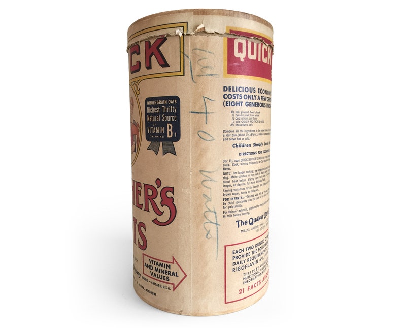 Vintage Quaker Quick Mother's Oats Box Packaging Design - Etsy