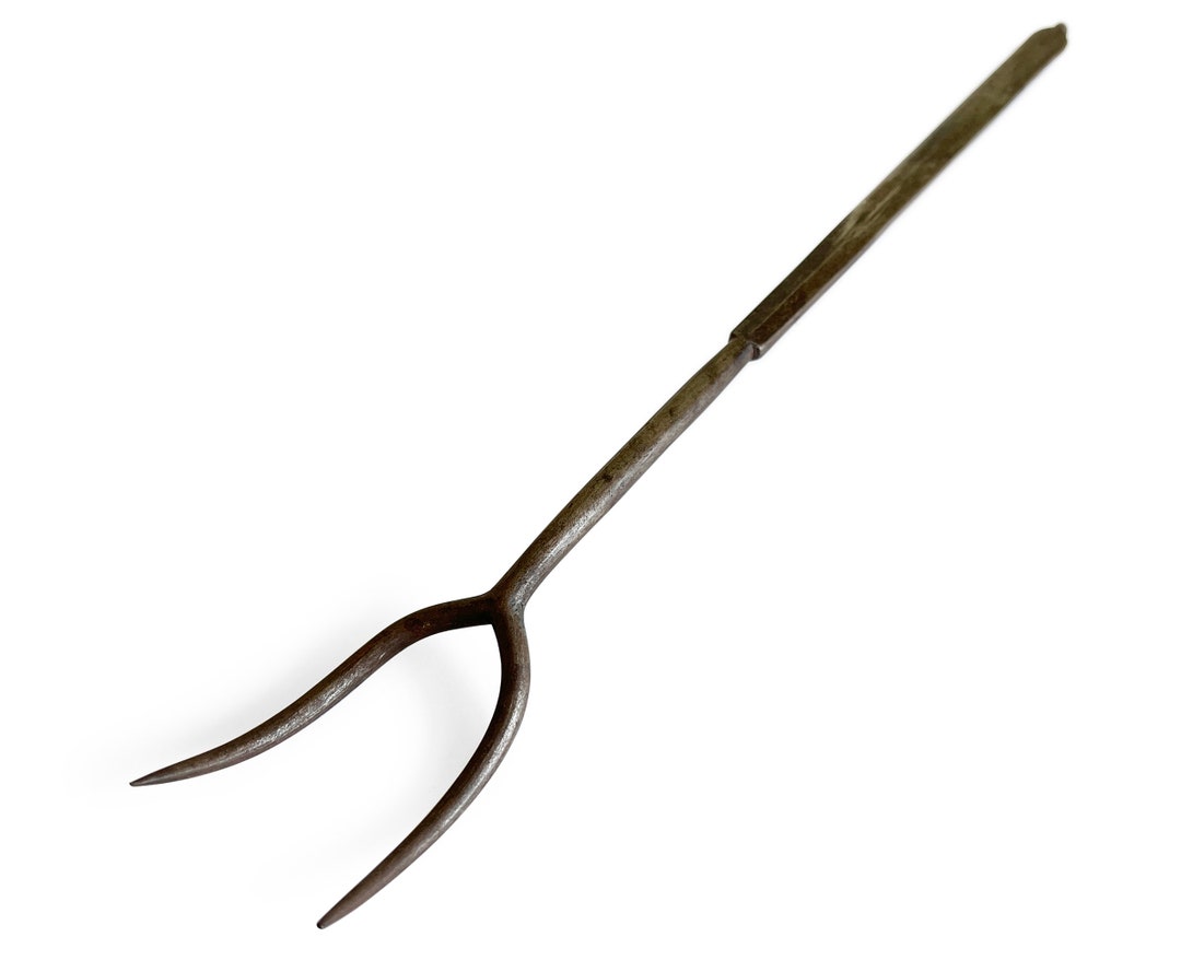 Antique Primitive Cast Iron Hearth Fork, Hand Forged Fire Roasting Fork ...
