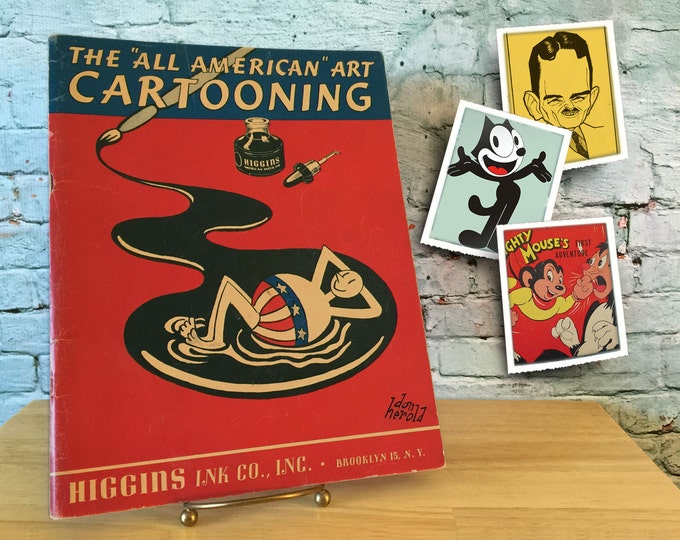1944 the All American Art of Cartooning Book Illustrated Manual by Bert ...