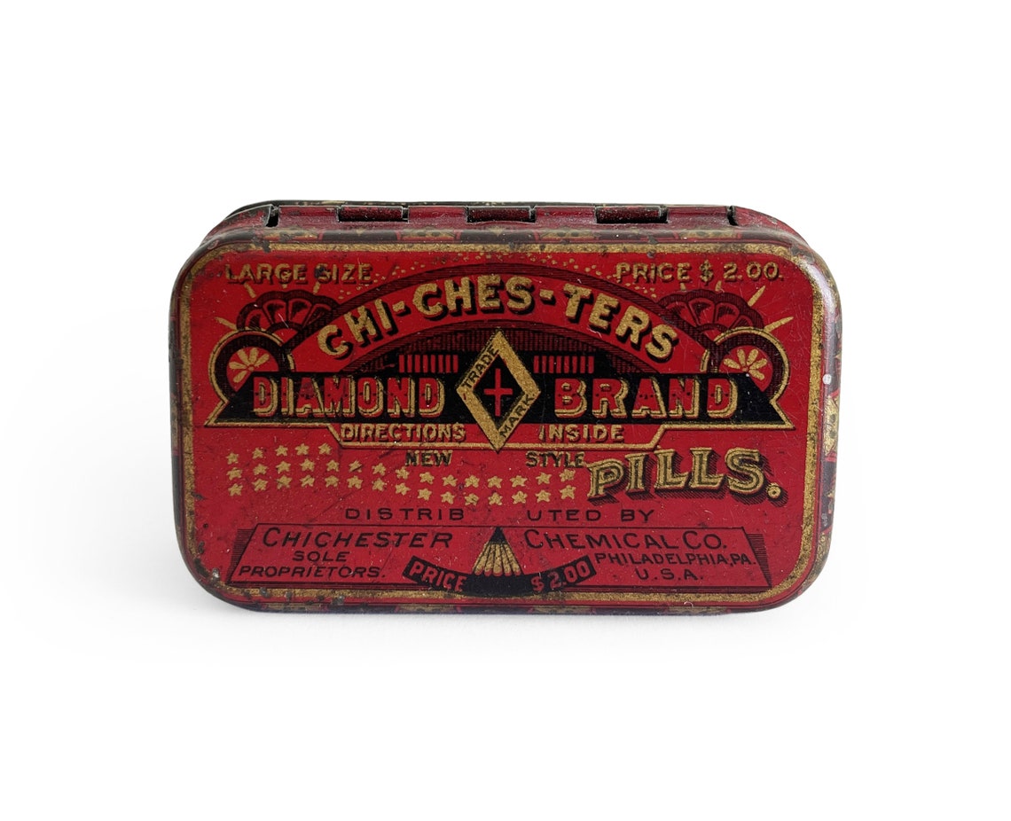 Vintage Medical Tin Chichesters Diamond Brand Pills Can - Etsy