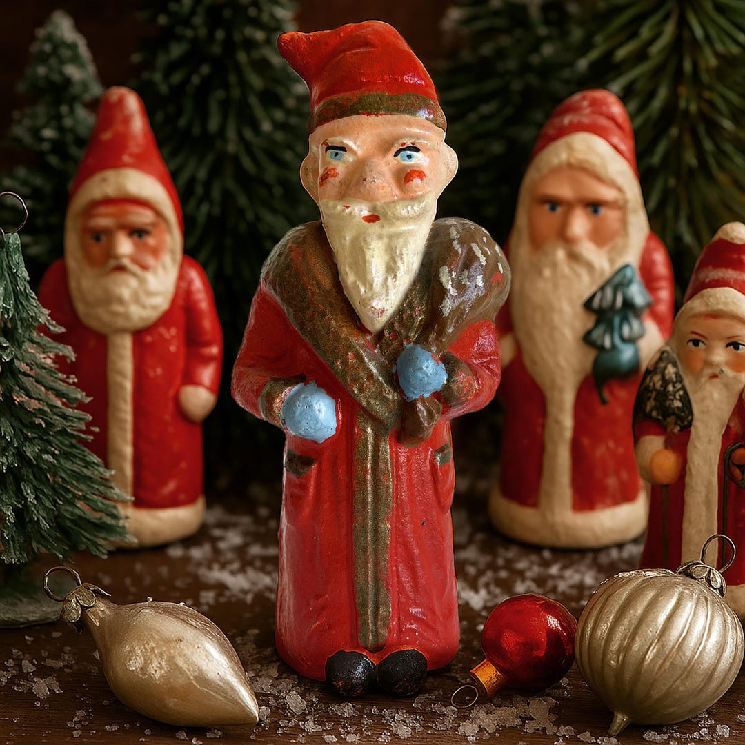 Antique German Santa Claus Pulp Paper Mache Candy Holder Figurine ...