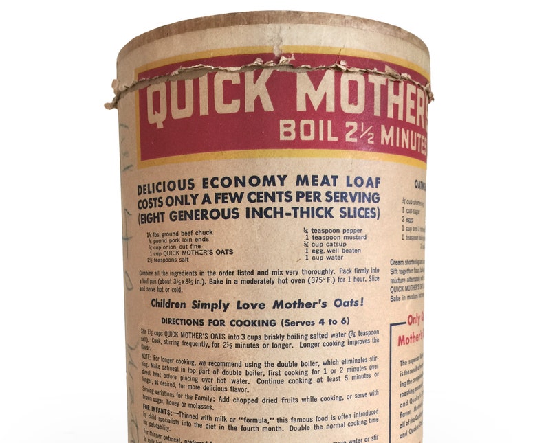 Vintage Quaker Quick Mother's Oats Box Packaging Design | Etsy