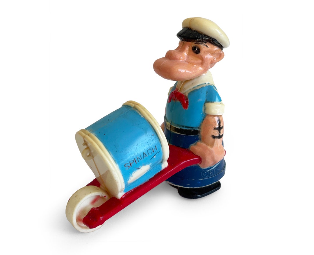 Vintage Popeye Ramp Walker Pushing Spinach Cart Wheelbarrow Can, KFS ...