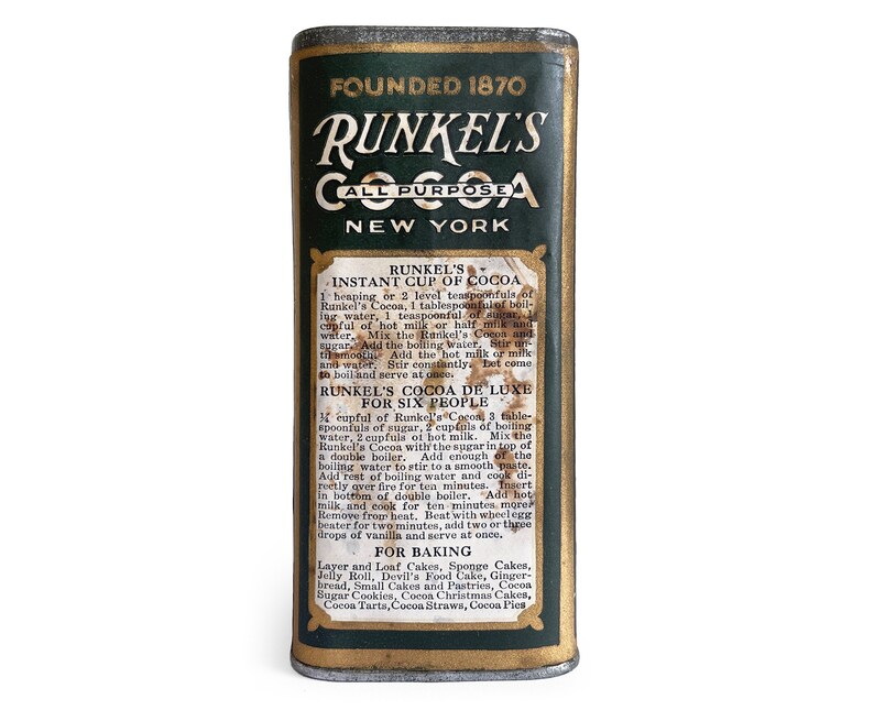 Vintage Runkel's Cocoa Tin Unopened Paper Label General - Etsy