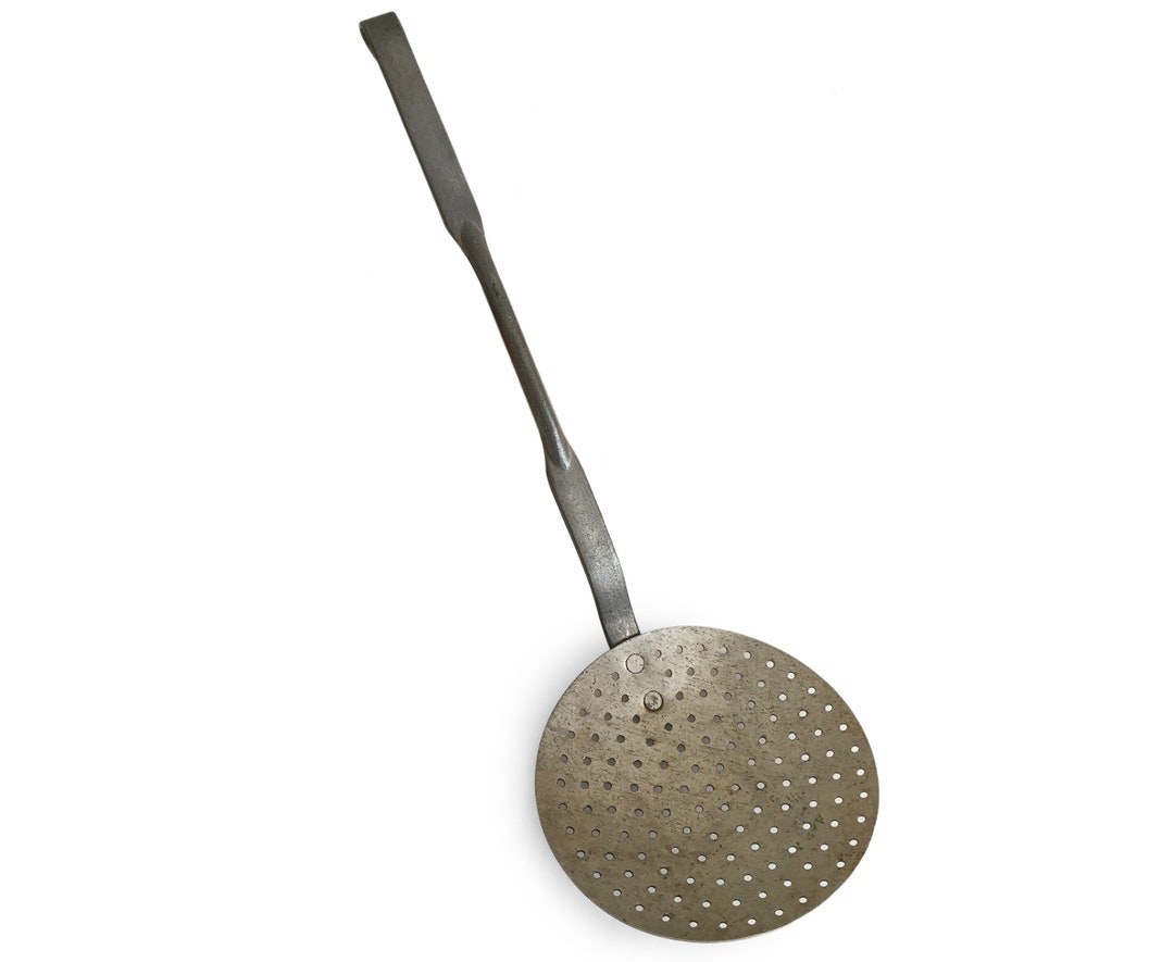 Antique Skimmer Ladle, Primitive Forged Iron Tin Ladle, Kitchenalia ...