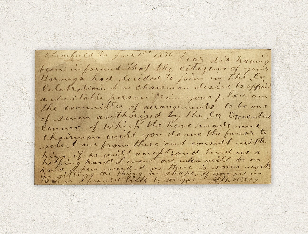 1876 Centennial Handwritten Letter / UX1 Postal Card | Etsy