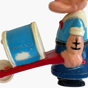 Vintage Popeye Ramp Walker Pushing Spinach Cart Wheelbarrow Can, KFS ...