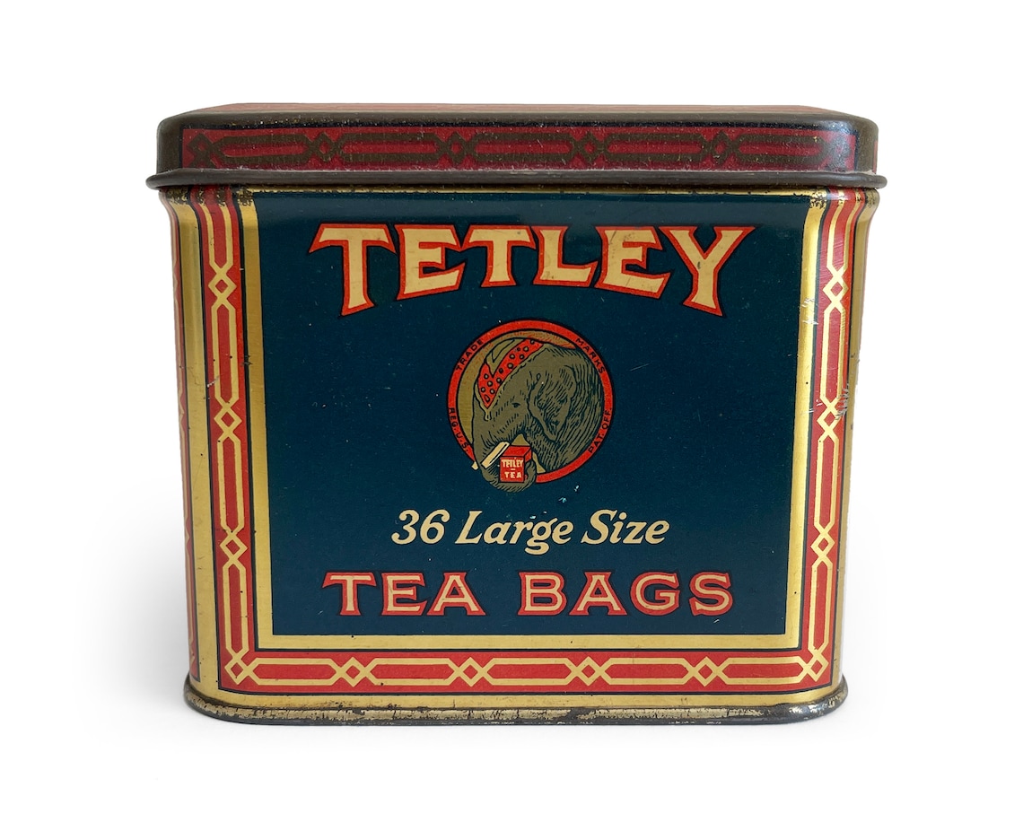 Vintage Tea Tins Tetley Tea Bags Tin Rustic Kitchen - Etsy
