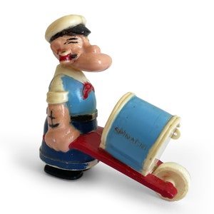 Vintage Popeye Ramp Walker Pushing Spinach Cart Wheelbarrow Can, KFS ...