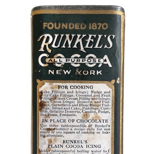 Vintage Runkel's Cocoa Tin, Unopened Paper Label, General Store Tins ...