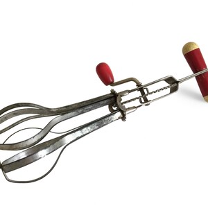 Vintage Egg Beater With Red and Yellow Handle, Ecko A&J Hand Mixer ...
