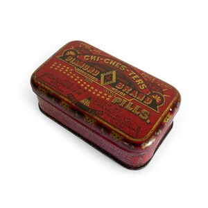 Vintage Medical Tin, Chichesters Diamond Brand Pills Can, Antique Tins ...