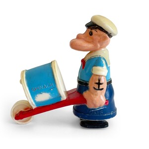Vintage Popeye Ramp Walker Pushing Spinach Cart Wheelbarrow Can, KFS ...