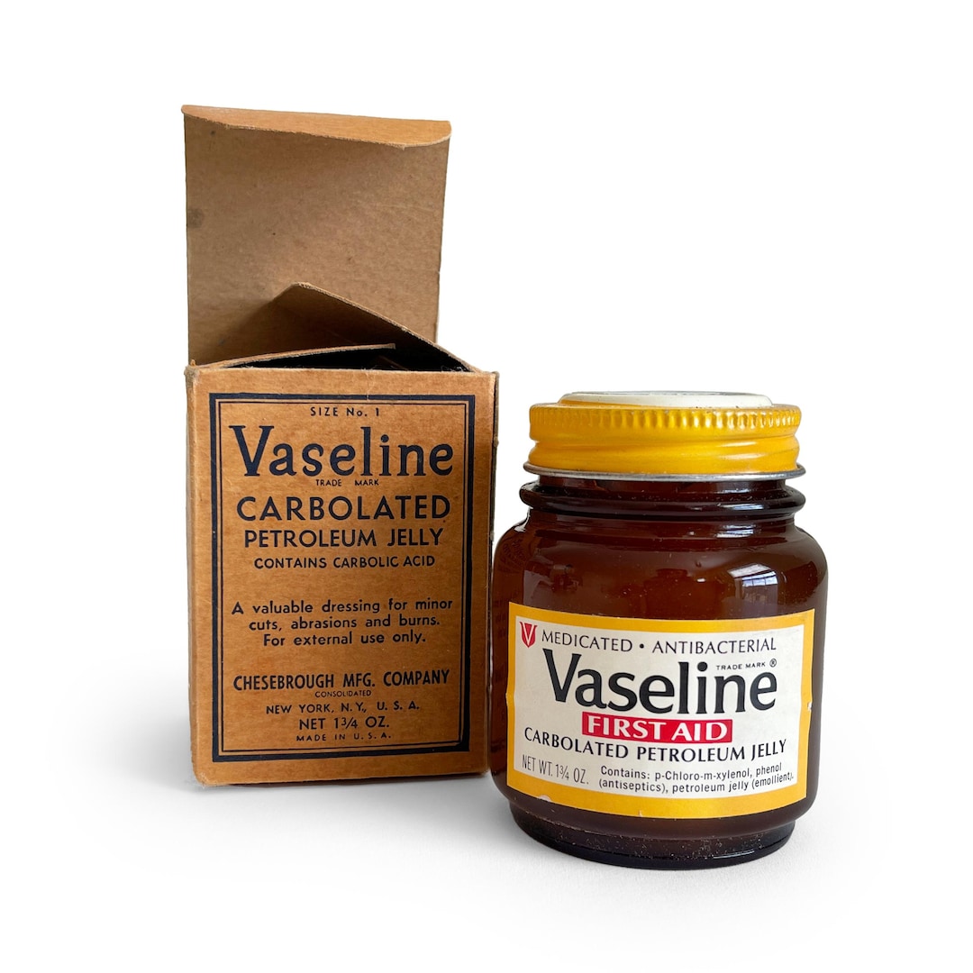 Vintage Vaseline Jar and Box, Rustic Bathroom Decor, Medical ...