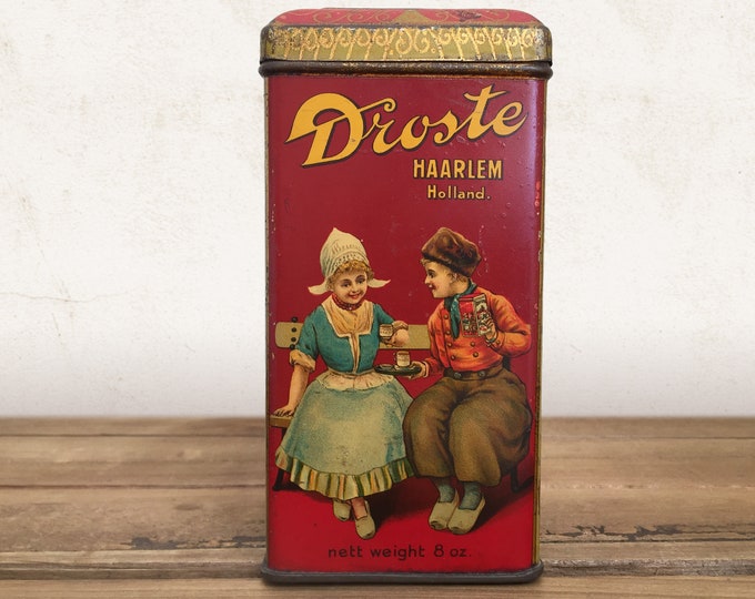 Vintage Droste's Cocoa Tin, Dutch Process Haarlem Holland Cocoa Can ...