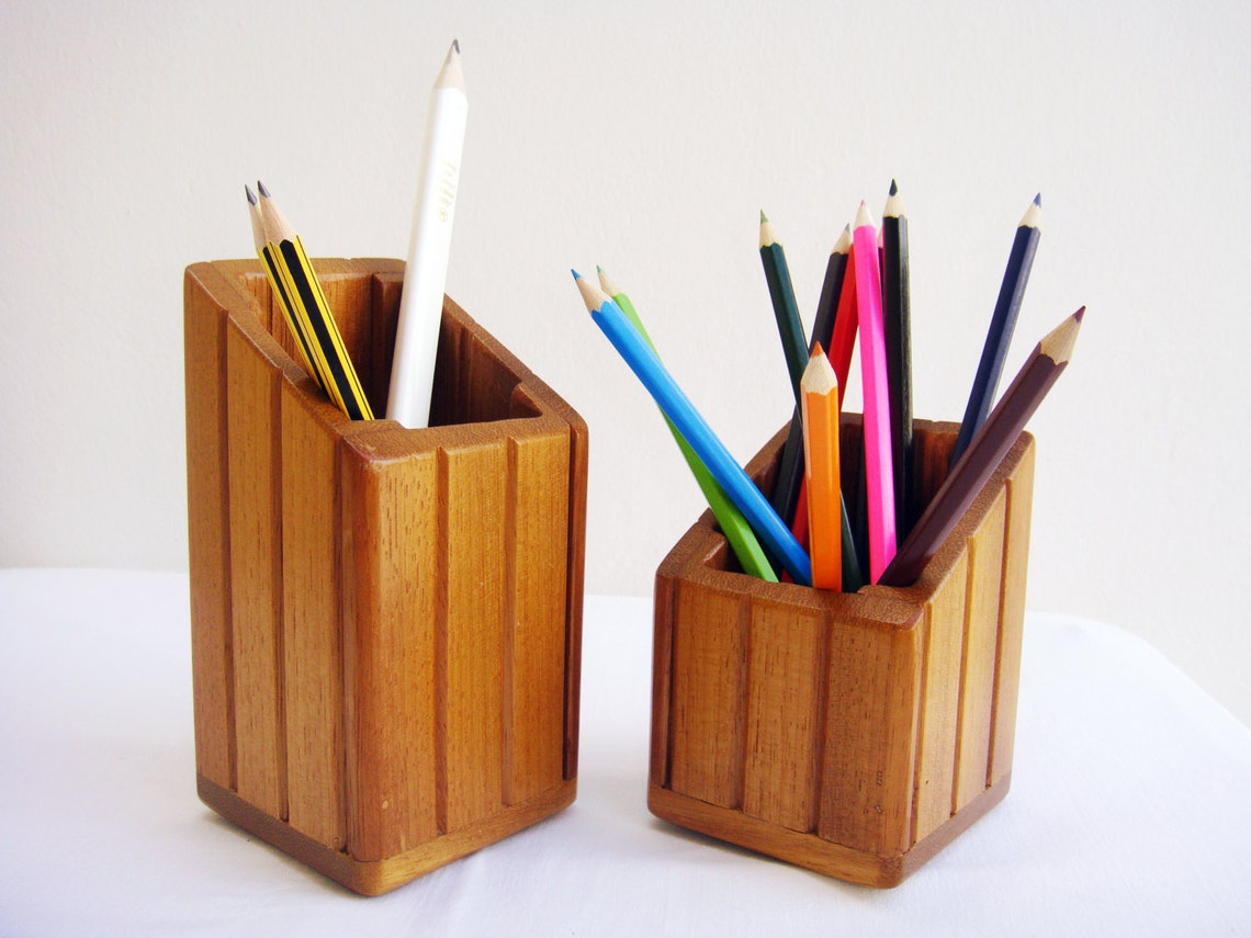 Pencil Holder set of Two Desk Organizer Desk Accessories - Etsy
