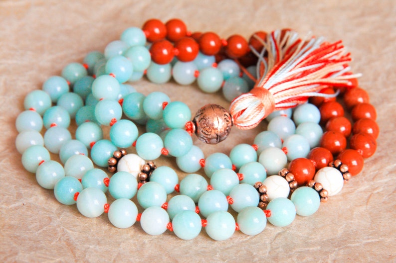 Amazonite Mala Beads Healing Jewelry Buddhist Necklace - Etsy