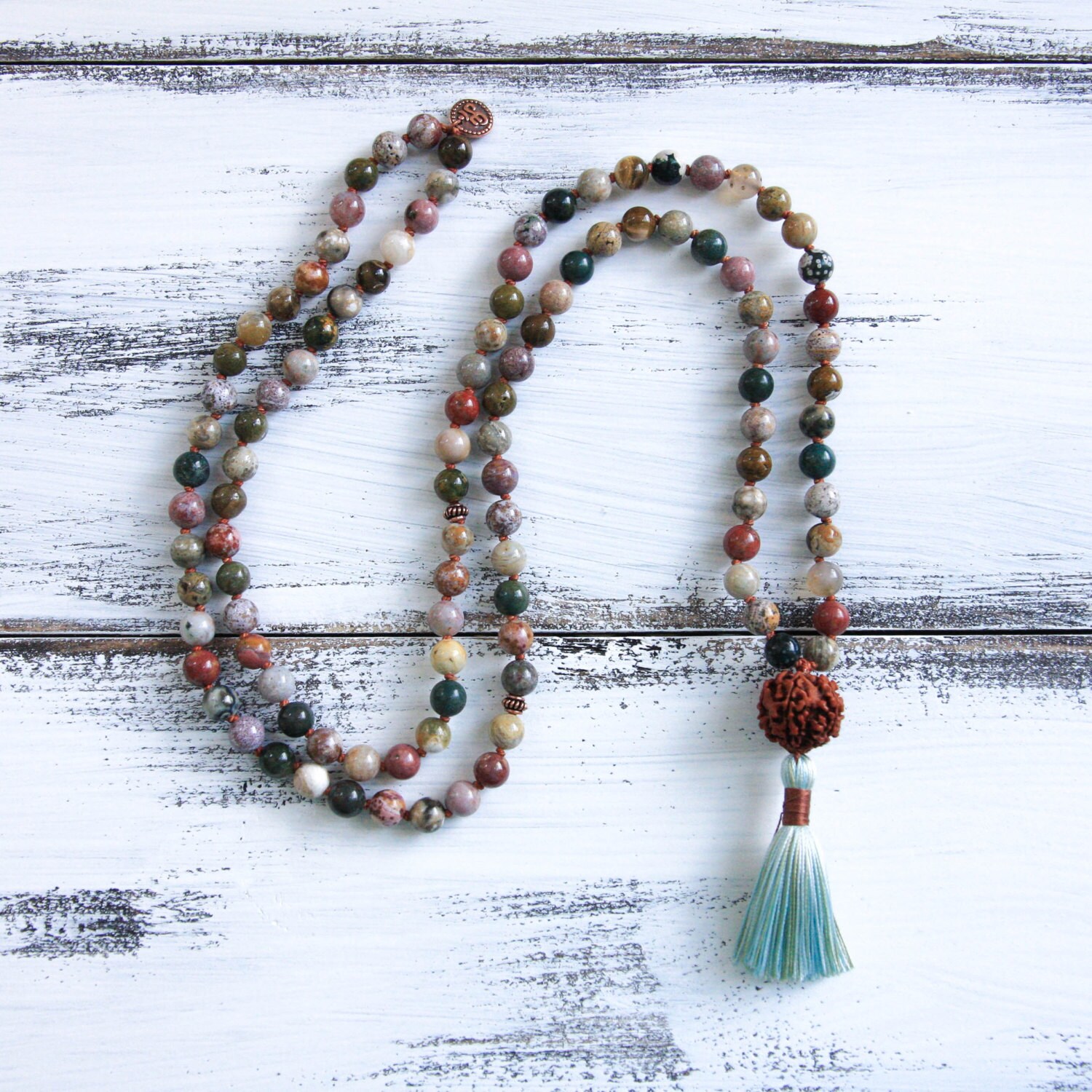 Buddhist Mala Prayer Beads 108 Knotted Mala Necklace Japa Etsy