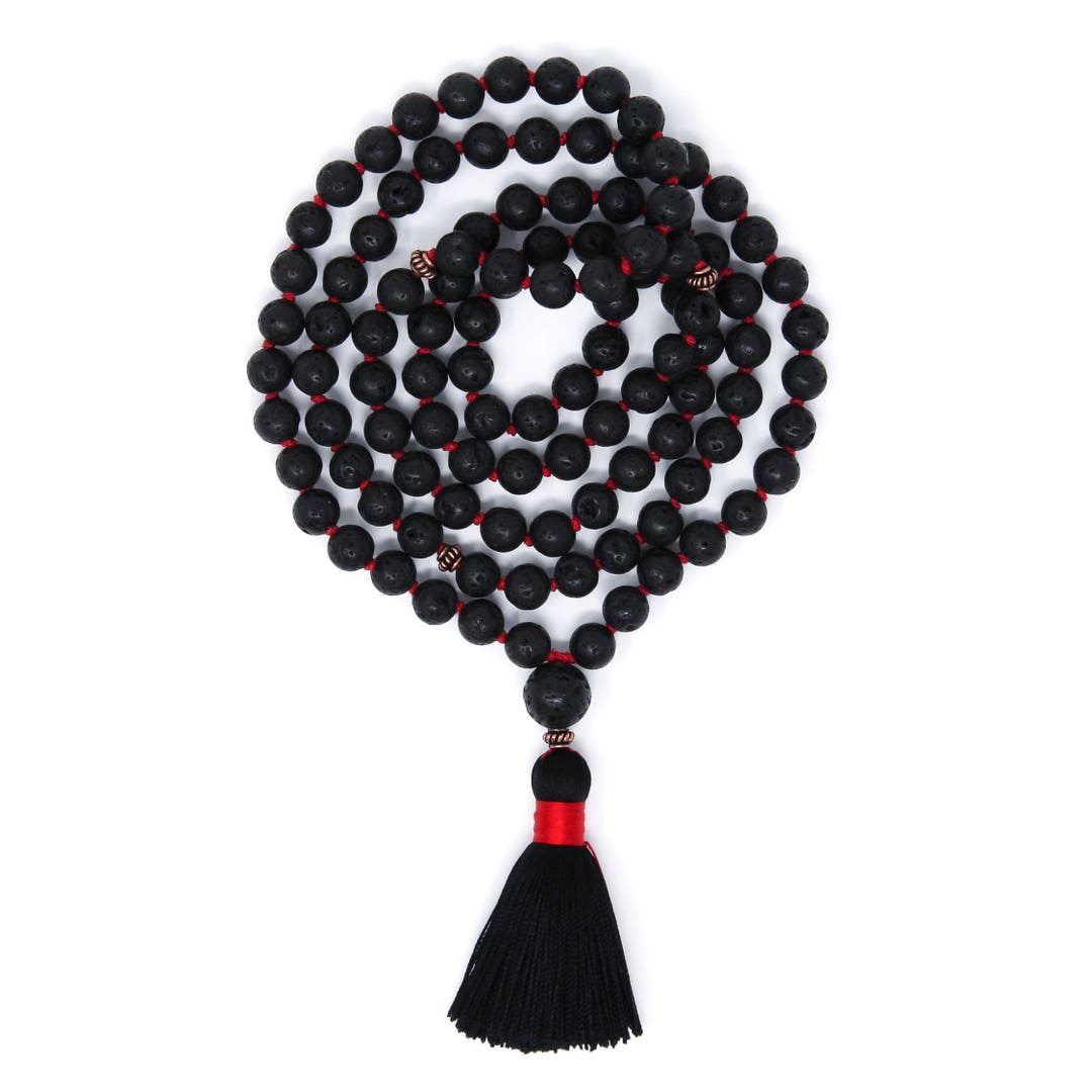 108 Mala Beads, Lava Stone Necklace, Lava Bead Necklace, Japa Mala ...