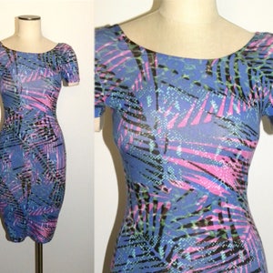 Y2K 00s Tight Fit Dress Vaporware Pattern Cotton Lycra Dress - Etsy