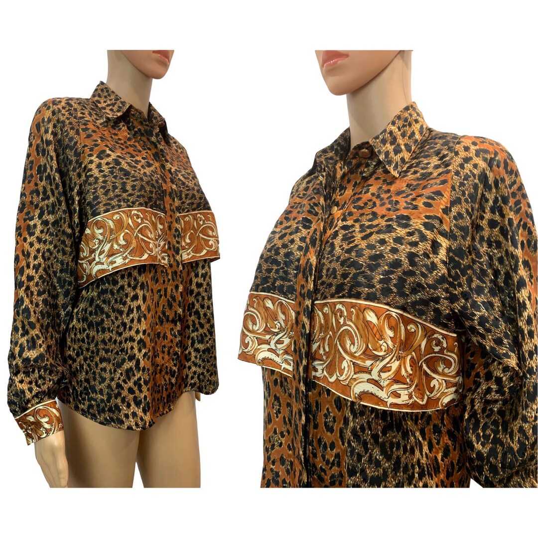 80s Casual Corner Leopard Print Capelet Blouse XS/S - Etsy