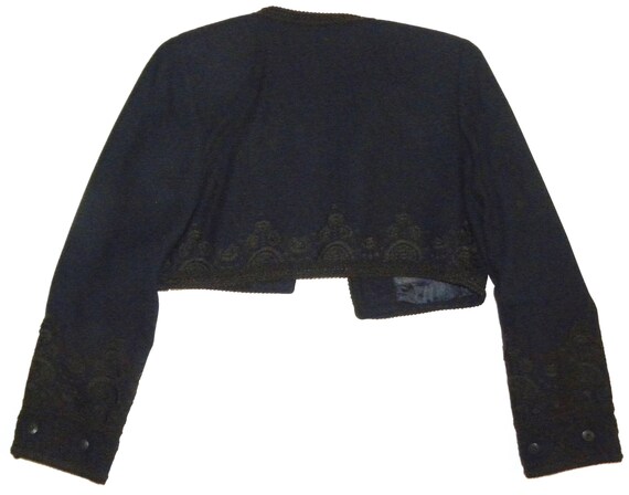 90s 00s EMBROIDERED Crop Jacket Bolero | Blue Wool Vi… - Gem
