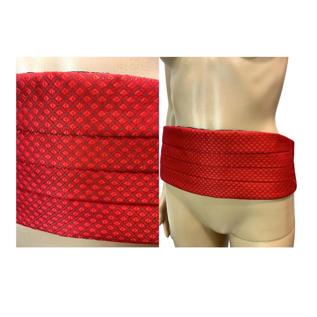 Vintage Red Patterned Cummerbund Sash Belt Adjustable - Etsy