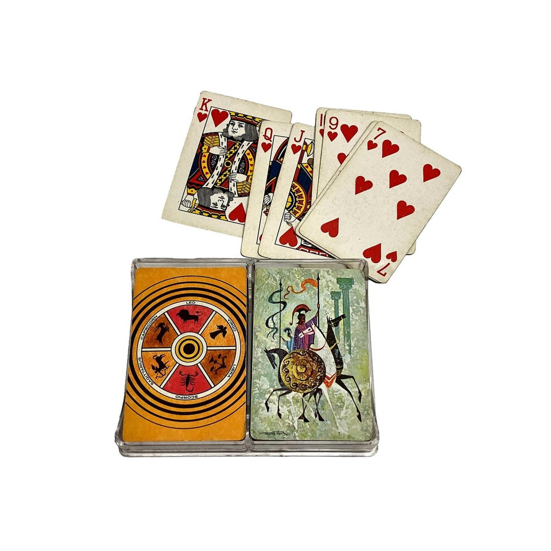 Vintage 70s Playing Cards Whitman Mod Zodiac Print 2 Decks in Box - Etsy
