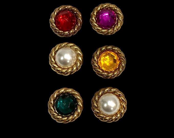 80s Faux Jewel Button Covers Set of 6 Multicolor & Gold - Etsy