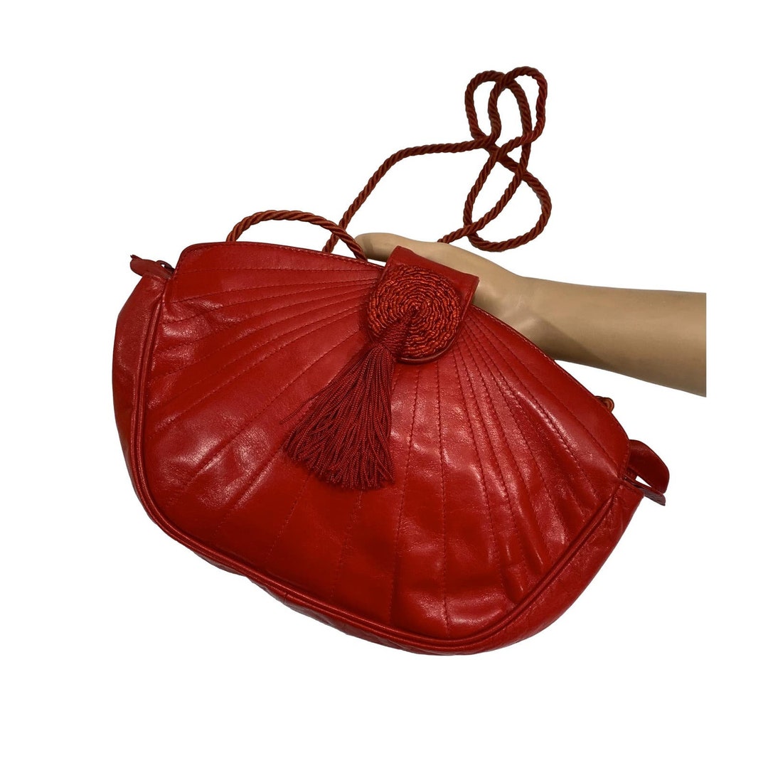 80s Barbara Bolan Italy Red Leather Clutch Shoulder Bag W Tassel - Etsy