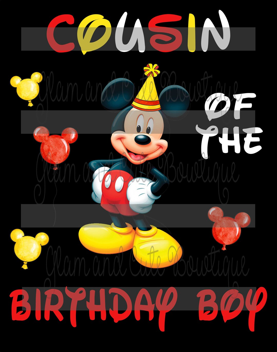 Cousin Birthday Boy Mickey ONE Year Sublimation Design PNG Image DTF ...