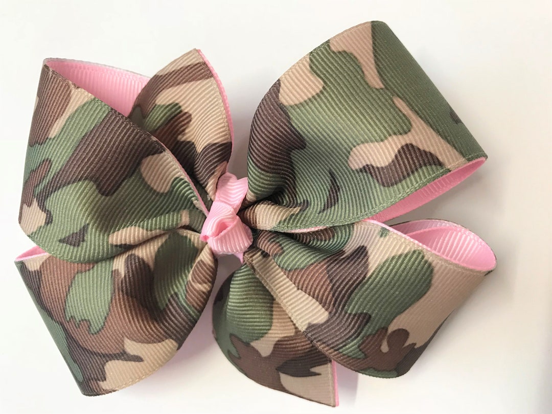 Girls Camouflage Hair Bow Teen Hair Accessory Camo Hair Clip Brown ...