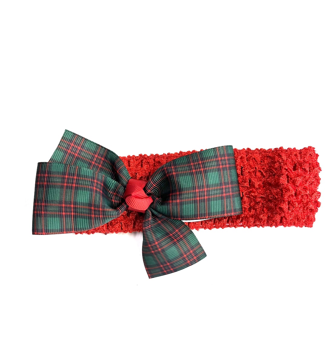 Newborn Baby Girl Christmas Headband Green Tartan Plaid Infant Girl 1st ...