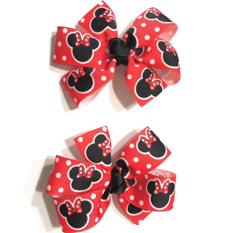Minnie Mouse Hair Bow Set - Etsy