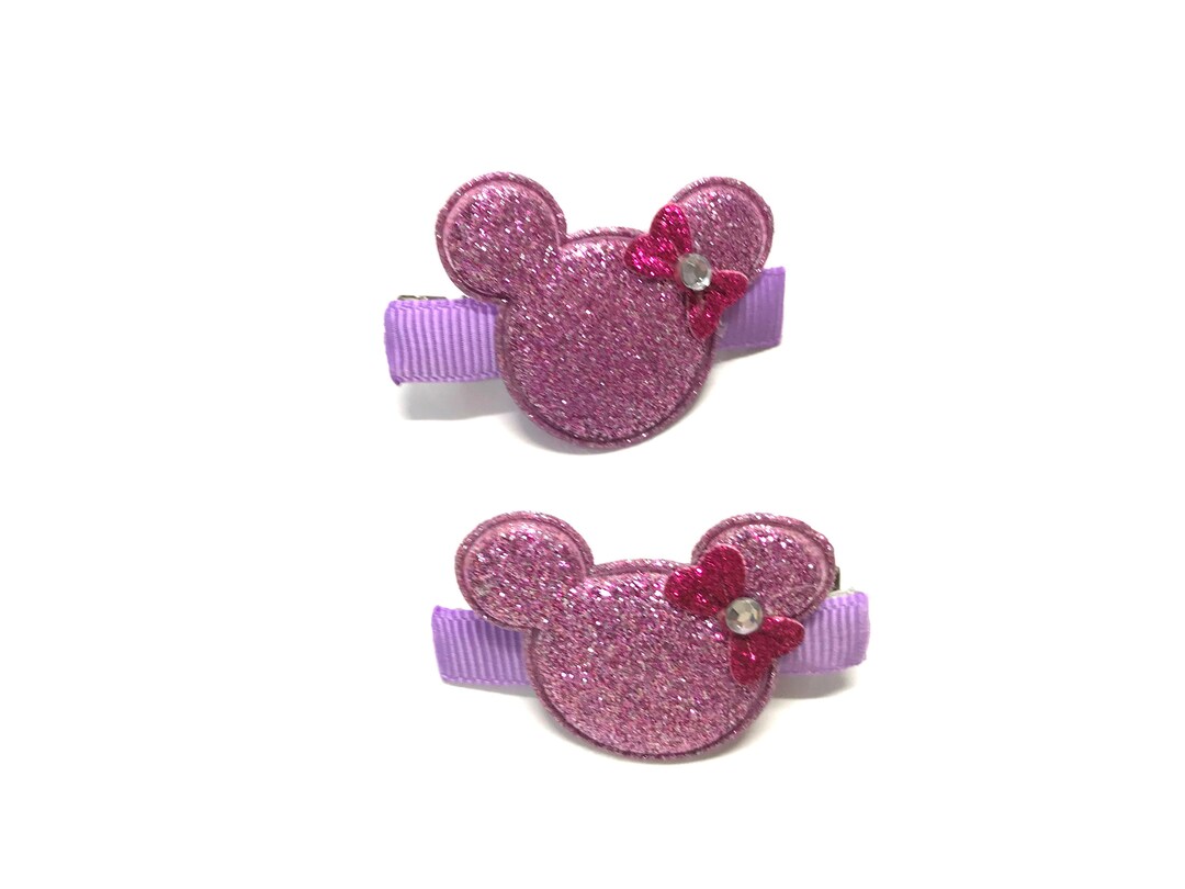 Minnie Mouse Hair Clips Disney Minnie Mouse Set of 2 Clips Pink Sequin ...