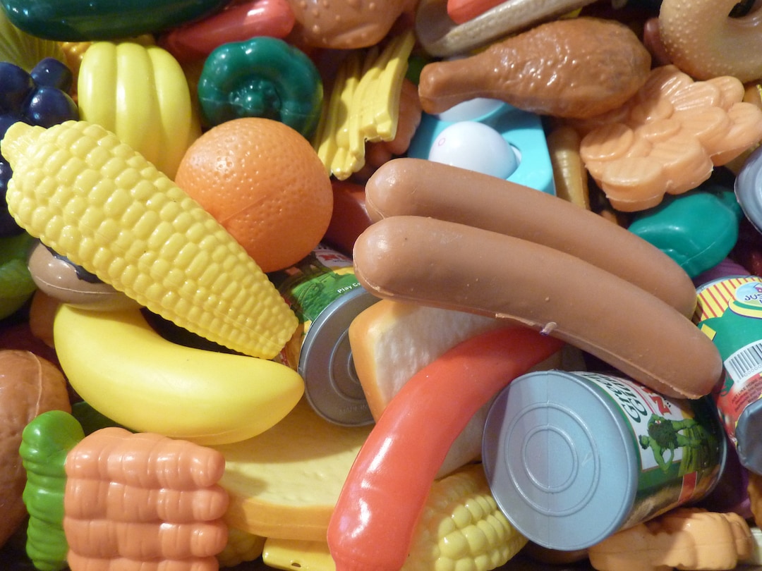 12 Play Food Toy Plastic Pretend Kitchen Baking Cooking Dessert Hot Dog ...